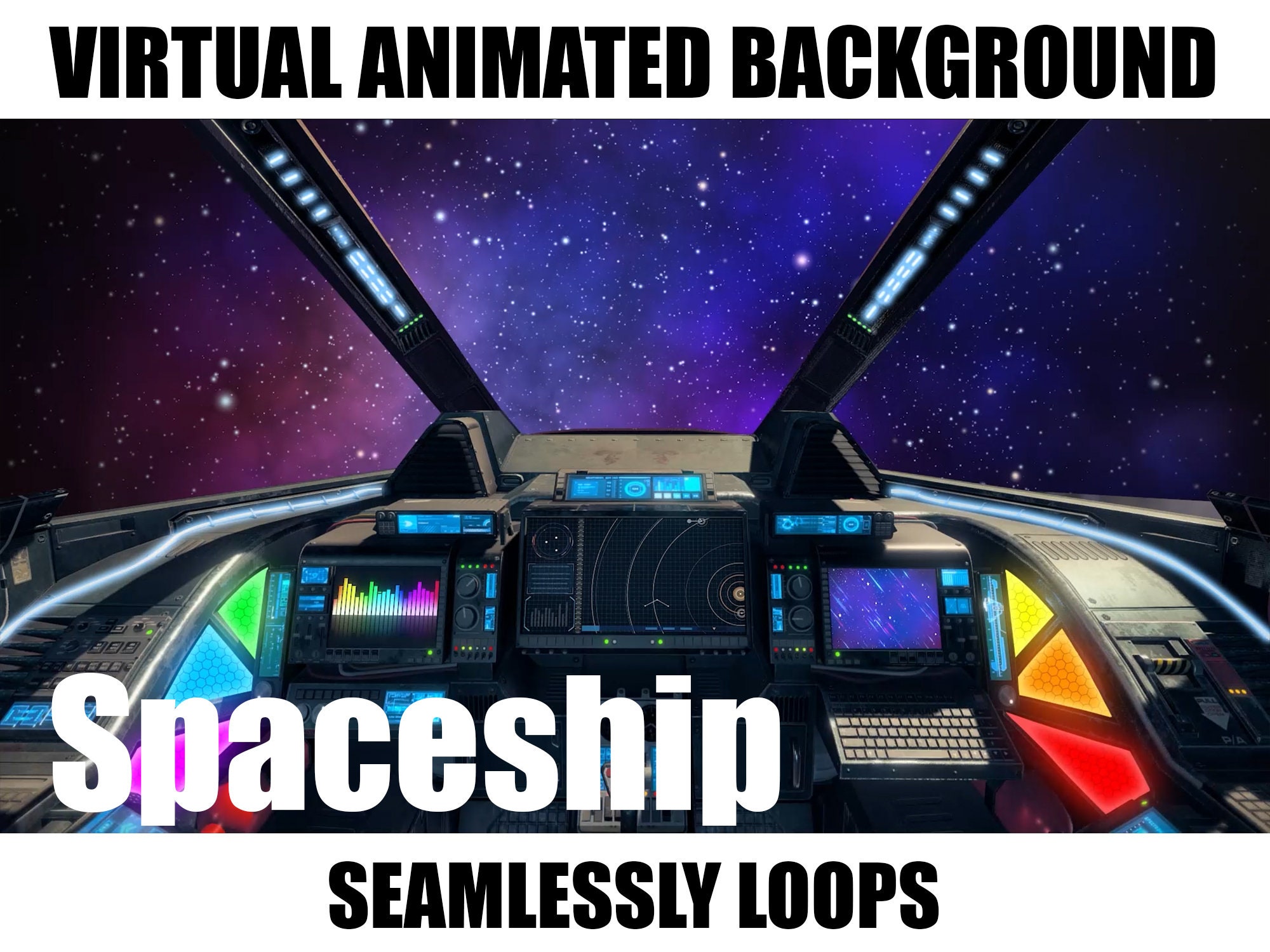 ANIMATED VIRTUAL BACKGROUND | Spaceship Cockpit | Instant Digital ...