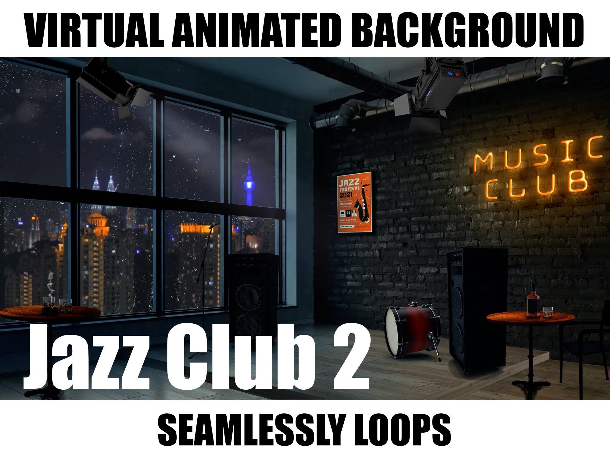 ANIMATED VIRTUAL BACKGROUND | Jazz Club 2 | Instant Digital Download - Etsy