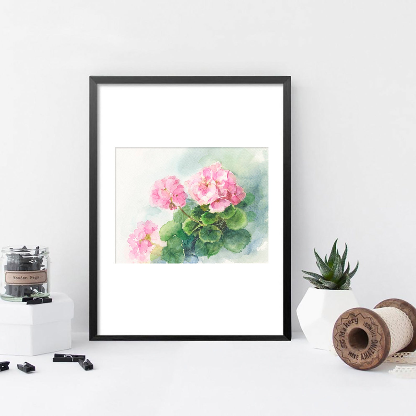 Instant Download -geranium Art Print, Printable Botanical Watercolor ...