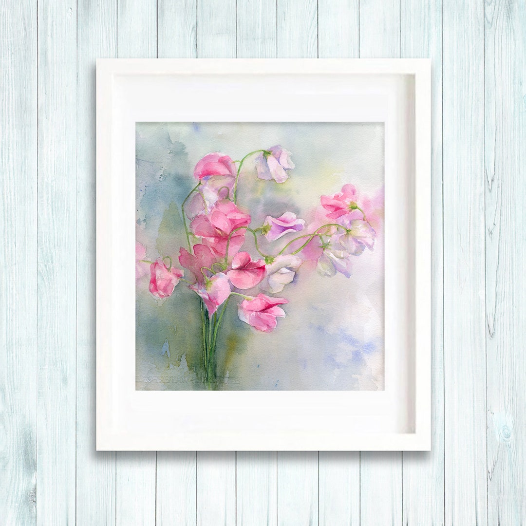 Instant Download -sweet Pea Art Print, Printable Sweet Pea Watercolor ...