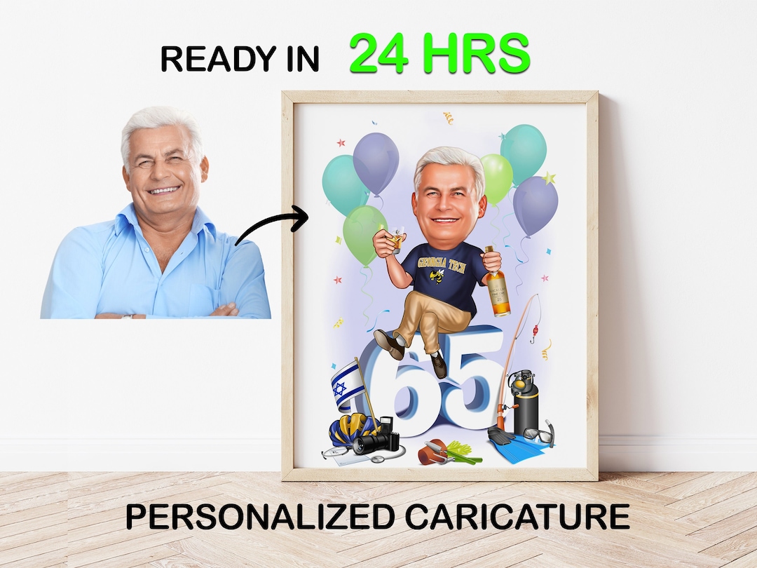 65th Birthday Gift, Personalized Caricature for Birthday Gift for Dad ...