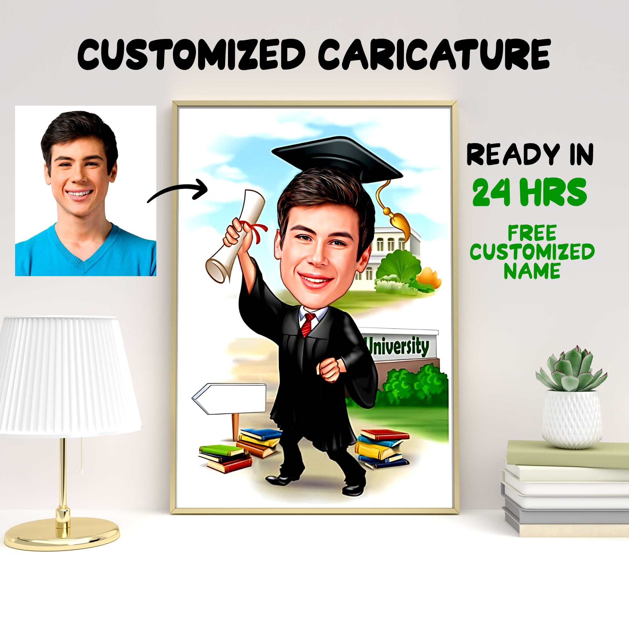 Caricature From Photo, Custom Graduation Cartoon Portrait, Graduation ...