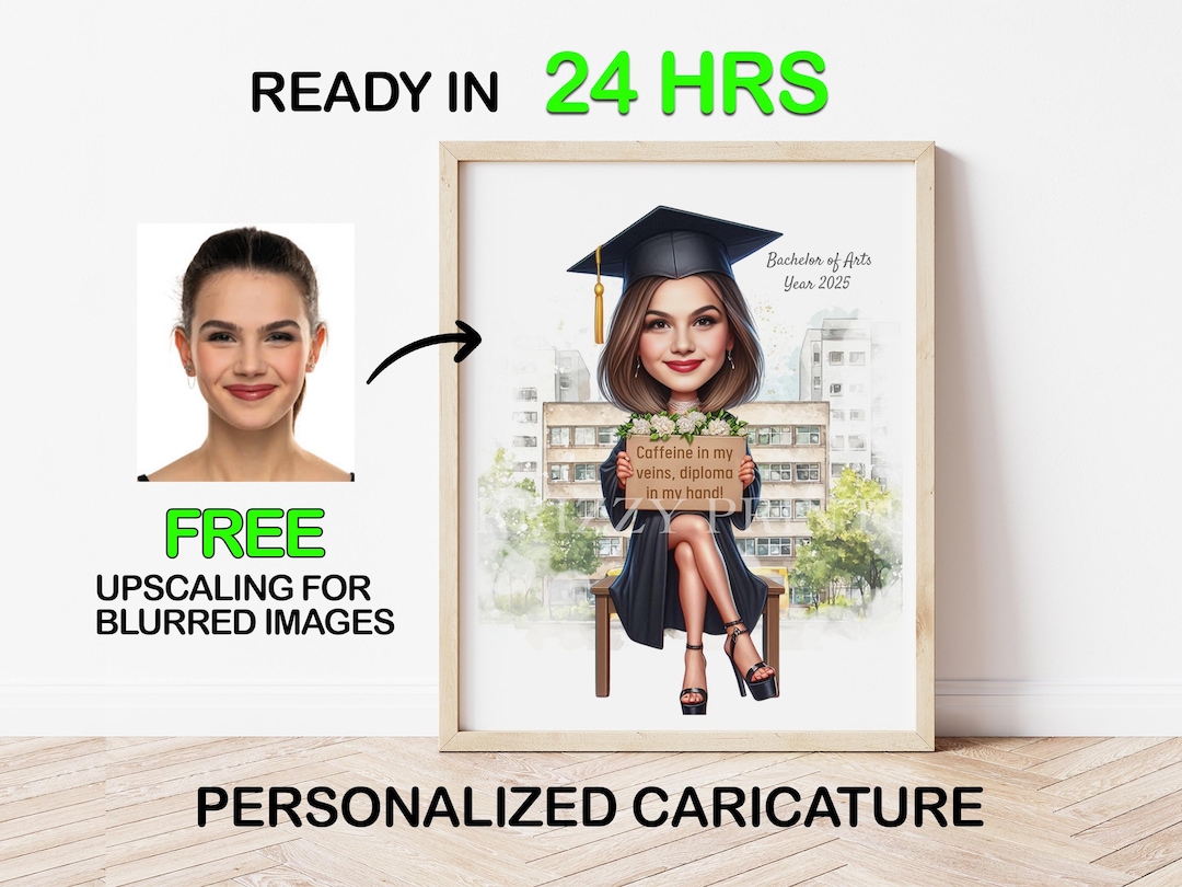 Custom Graduation Cartoon Portrait, Graduation Portrait, Graduation ...