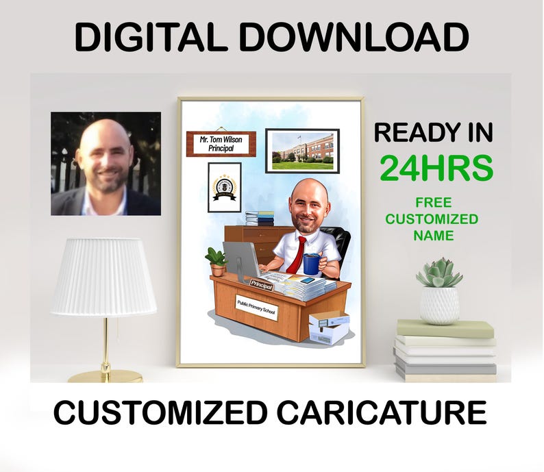 Principal Gift - Custom Caricature Portrait From Your Photo / School ...