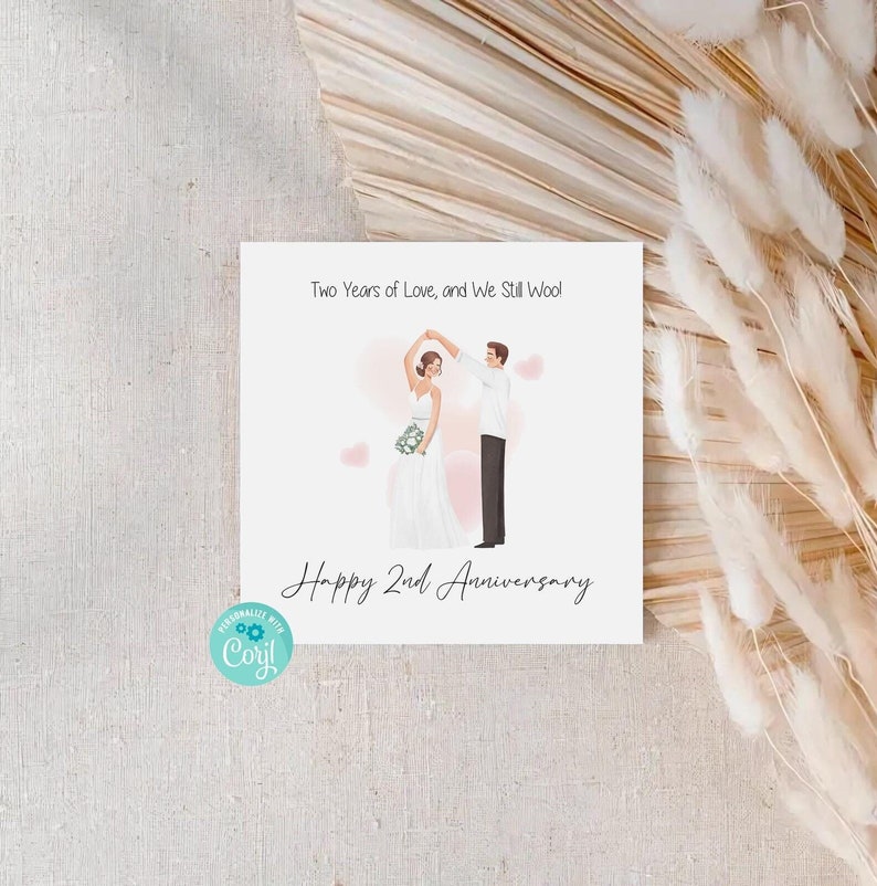 Second Wedding Anniversary Card Corjl Download 2nd Anniversary Card ...
