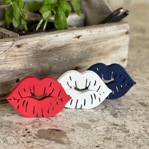 Painted Wood Lips Decor: Tier Tray Accent, Farmhouse Style - Etsy