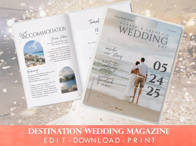 Destination Wedding Magazine Template | Personalized, Editable in Canva ...