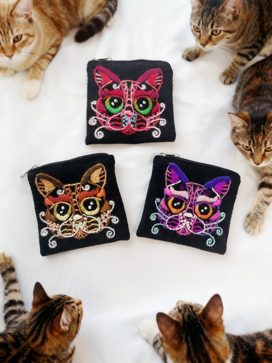 Handmade Cat Embroidered Coin Purse: Peruvian Card Holder, - Etsy