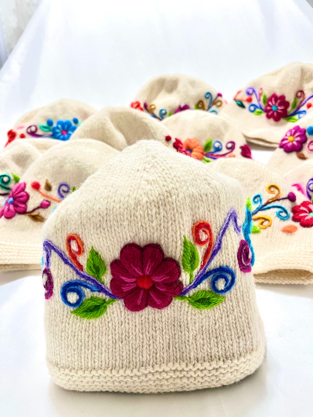 Winter Beanie, Handmade Peruvian Hat, Cozy Cap, Hat for Girls, White ...