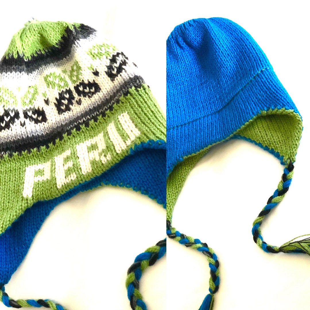 Gorro reversible con orejeras de alpaca, gorro peruano unisex con ...