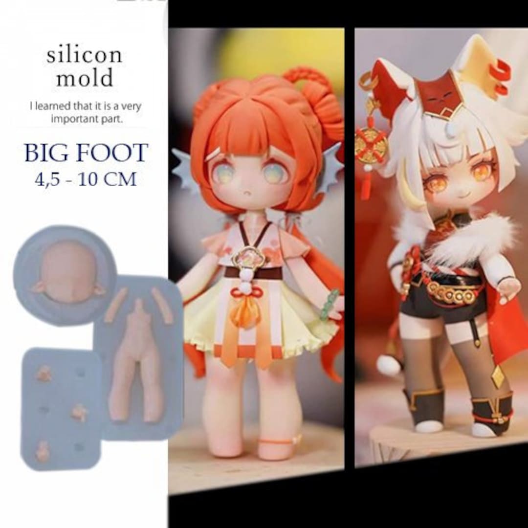 Big Foot Girl Doll Chibi Figure Statue Baby Girl Clear Silicone Mold ...