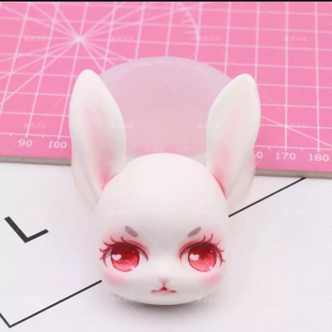 Doll Chibi Figure Statue Rabbit Animal Face 3D Clear Silicone Mold ...