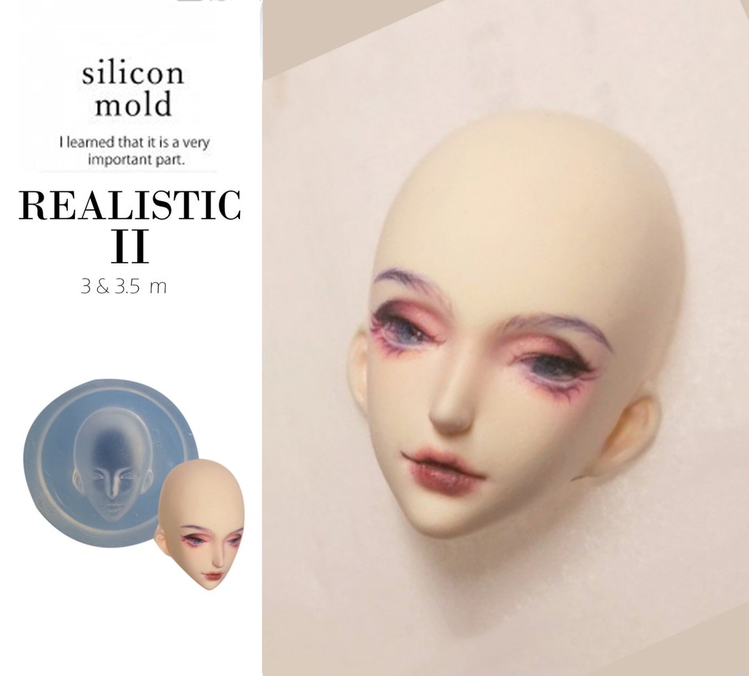 Realistic Lady II Doll Face Mold Clear Silicone Mold Making Clay Doll ...