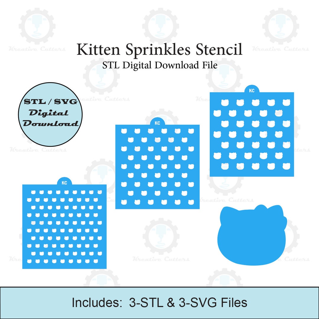 Kitty Sprinkles Stencil | Laser or 3D Printed, Decorating Stencils ...