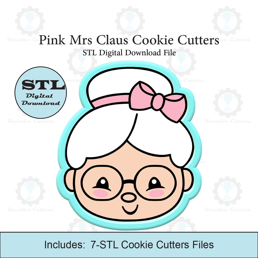 Pink Mrs Claus Cookie Cutter STL File - Etsy