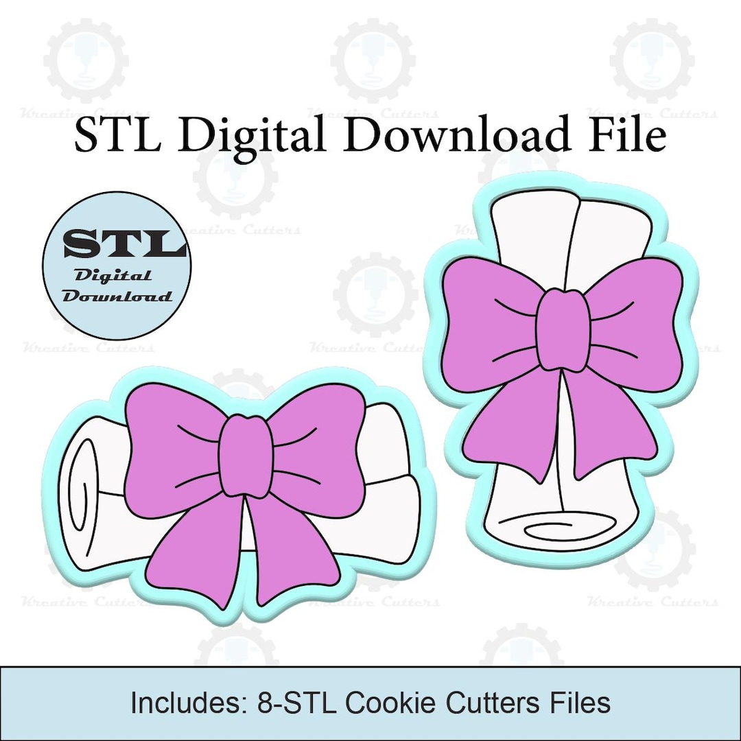 Graduation Diploma With Bow Cookie Cutters | Digital Download STL Files ...