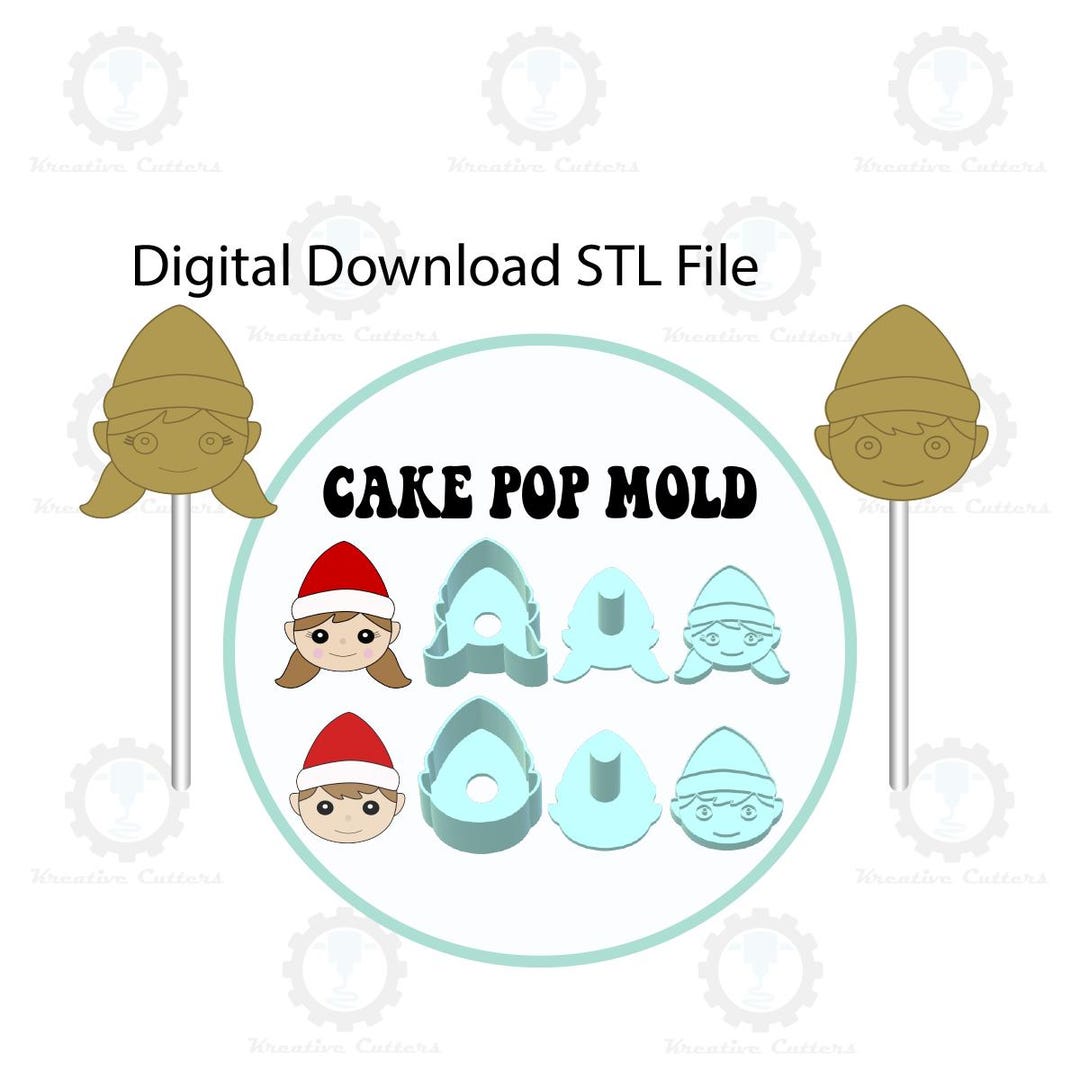 Christmas Elf Cake Pop Molds With Embosser Stamps | Digital Download ...
