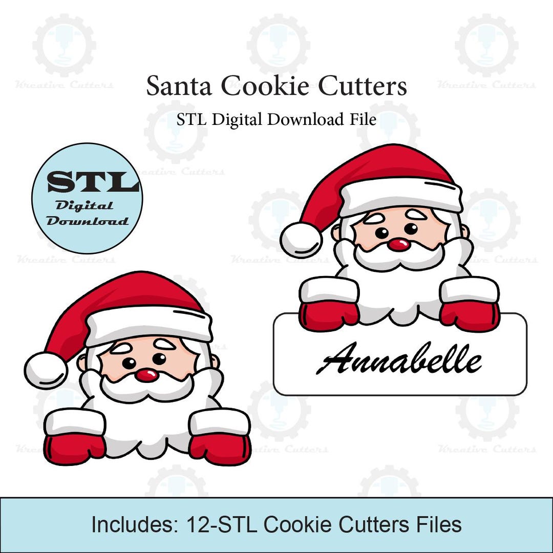 Santa Cookie Cutter Set STL File - Etsy