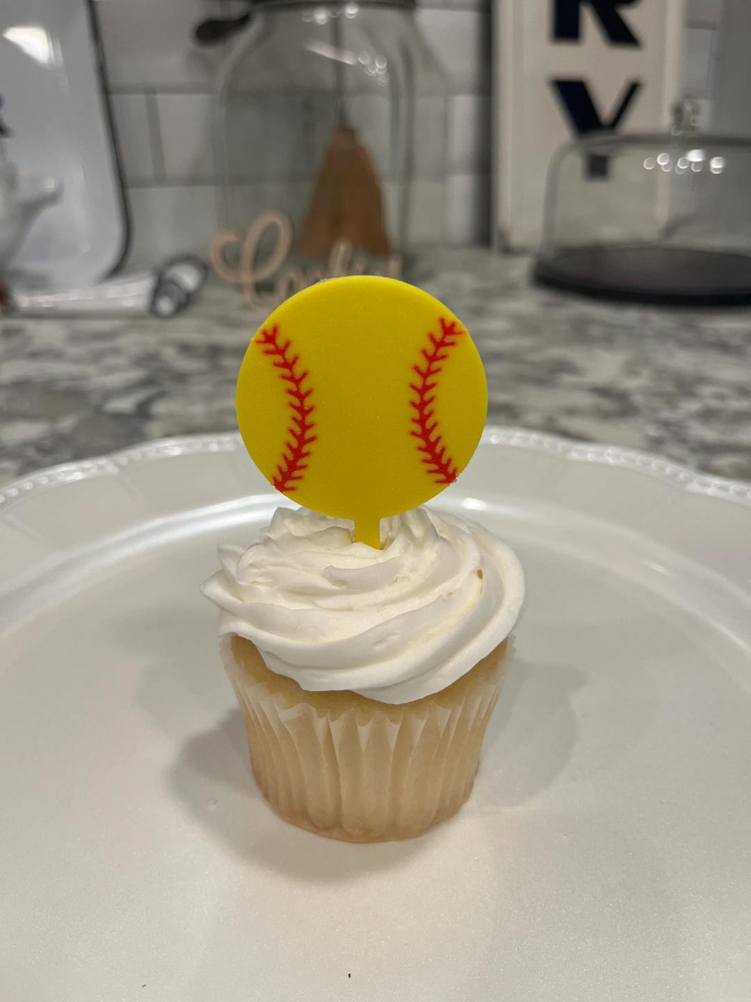 Softball Cupcake Toppers - Etsy