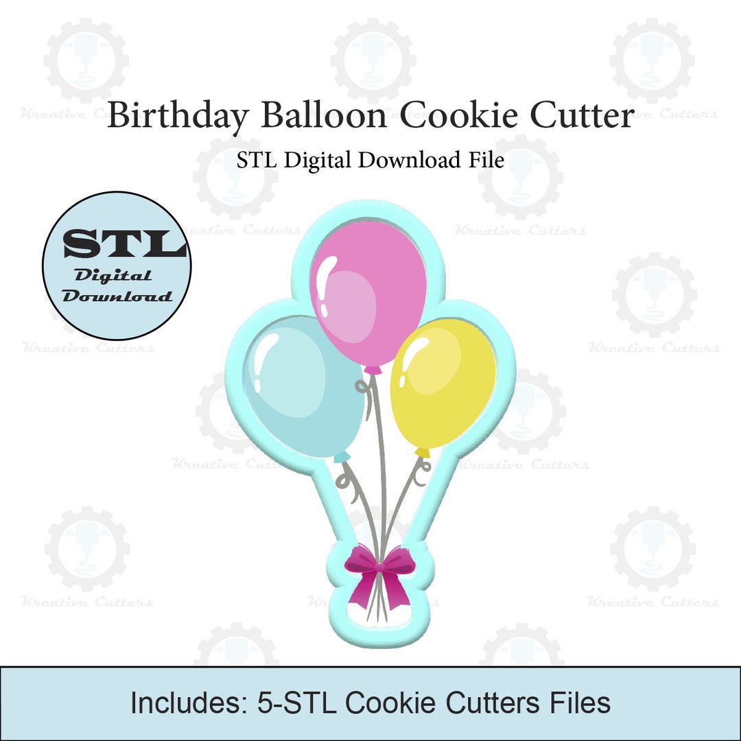 Birthday Balloon Cookie Cutter STL File - Etsy