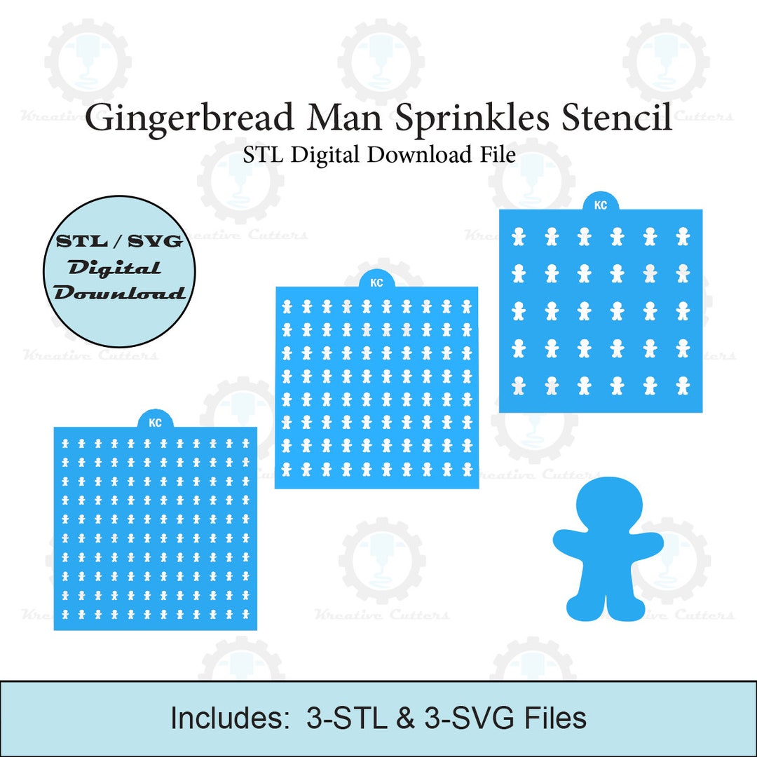 Gingerbread Man Sprinkles Stencil | Laser or 3D Printed, Decorating ...