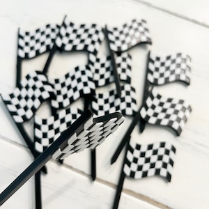 Checkered Flag Cupcake Toppers - Etsy