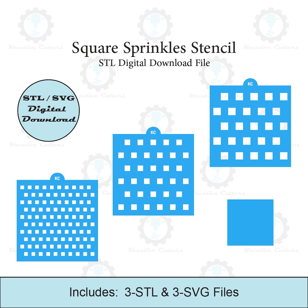 Square Sprinkles Stencil | Laser or 3D Printed, Decorating Stencils ...