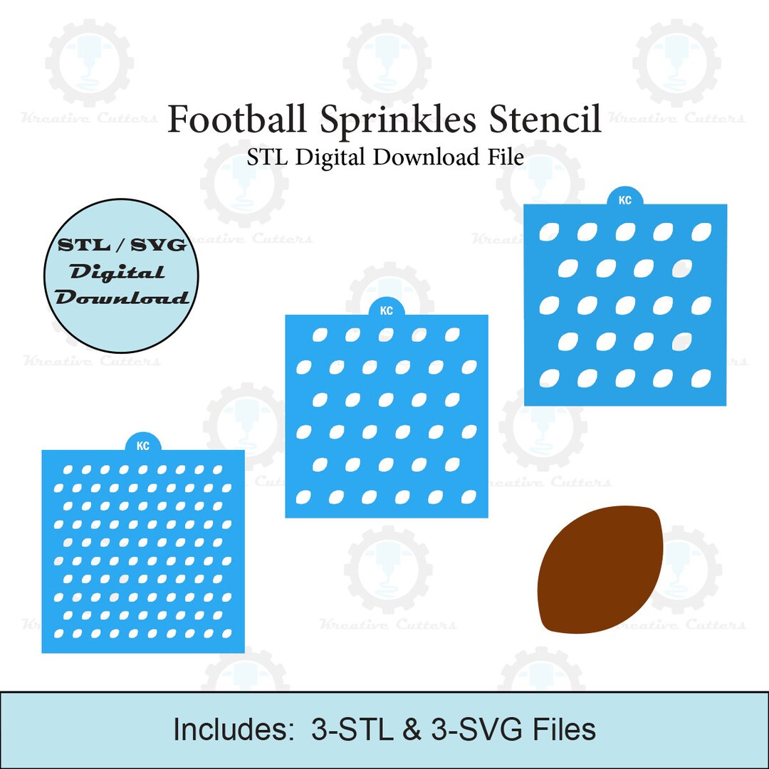 Football Sprinkles Stencil | Laser or 3D Printed, Decorating Stencils ...