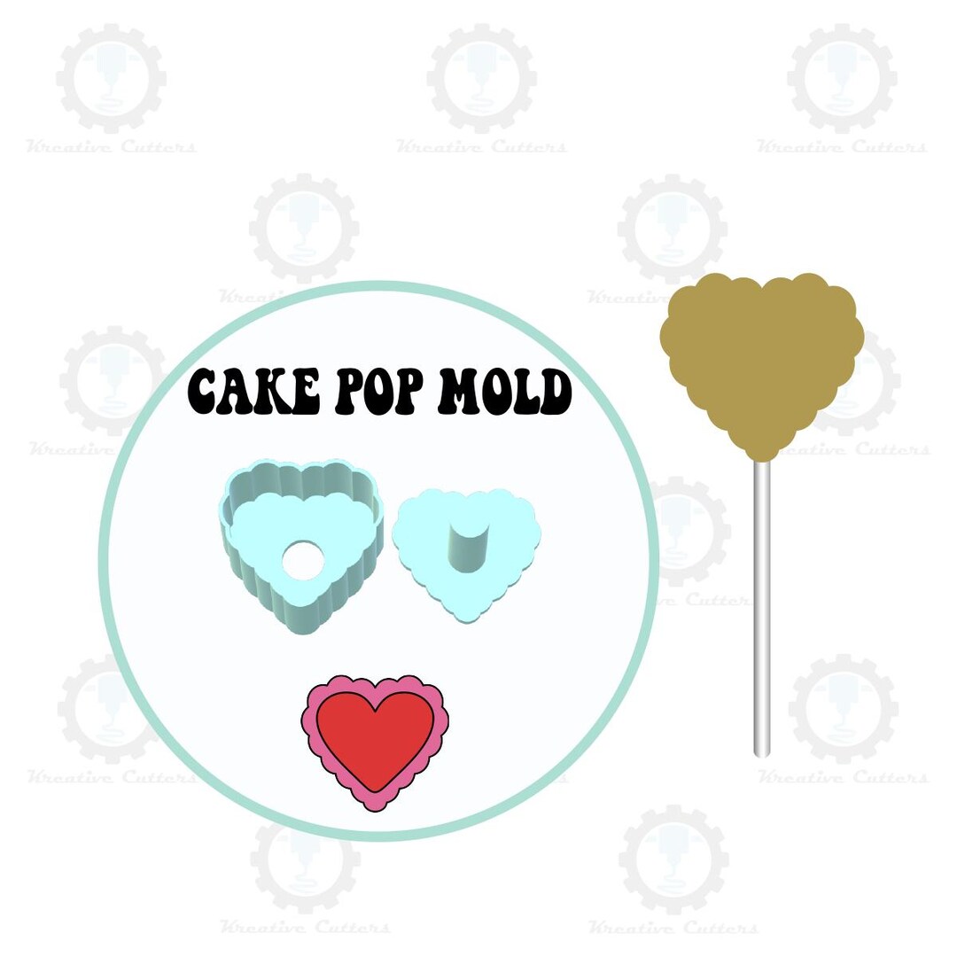 Valentines Scalloped Heart Cake Pop Mold - Etsy