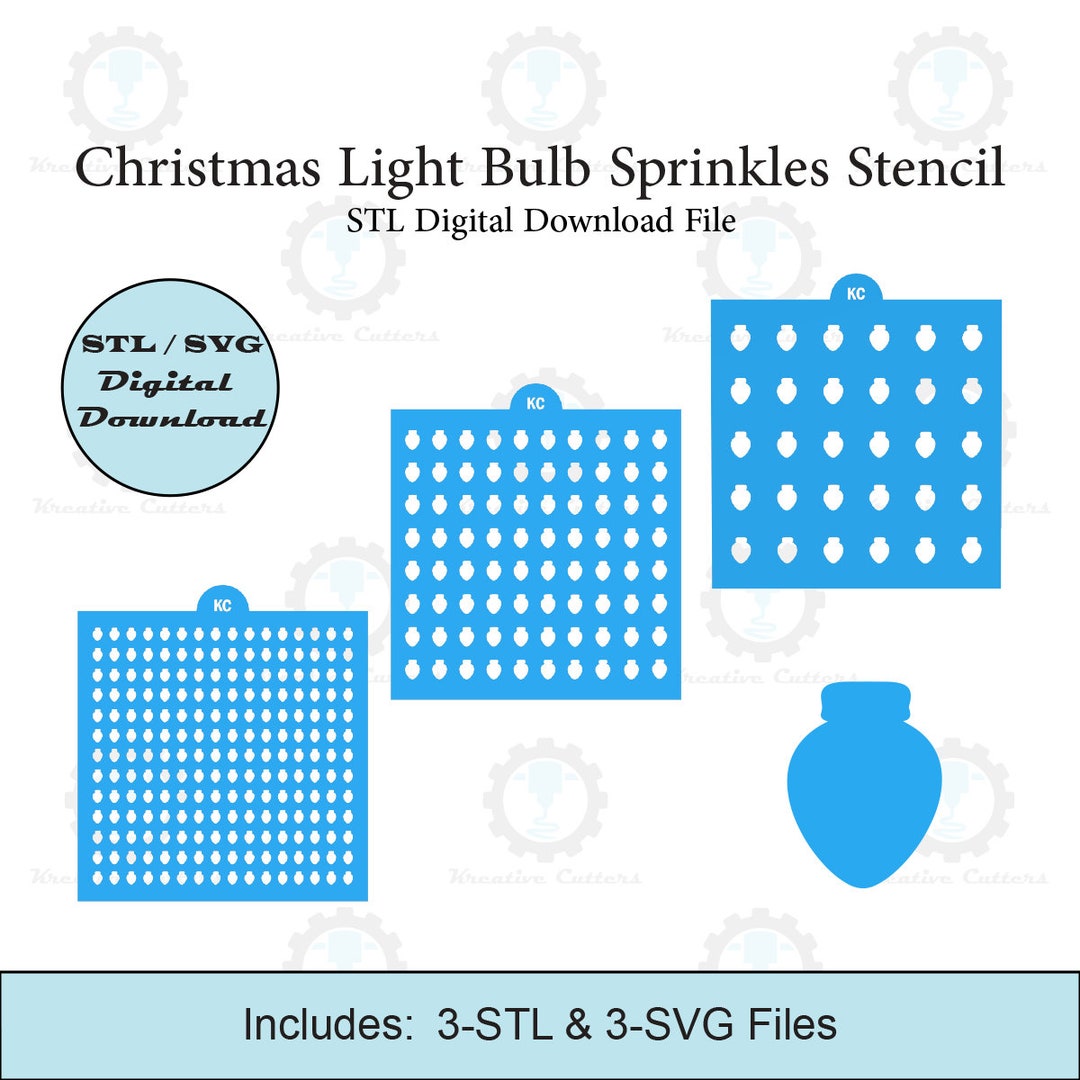 Christmas Light Bulb Sprinkles Stencil | Laser or 3D Printed ...