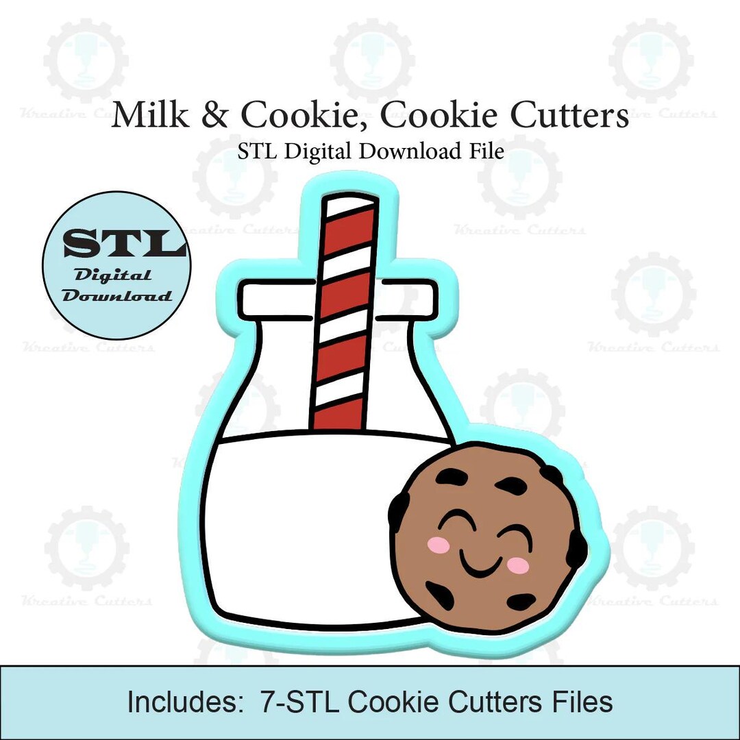 Milk & Cookie, Cookie Cutter | STL File - Etsy