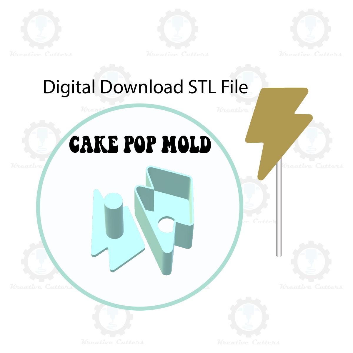 Lightning Bolt Cake Pop Mold | Digital Download STL File - Etsy