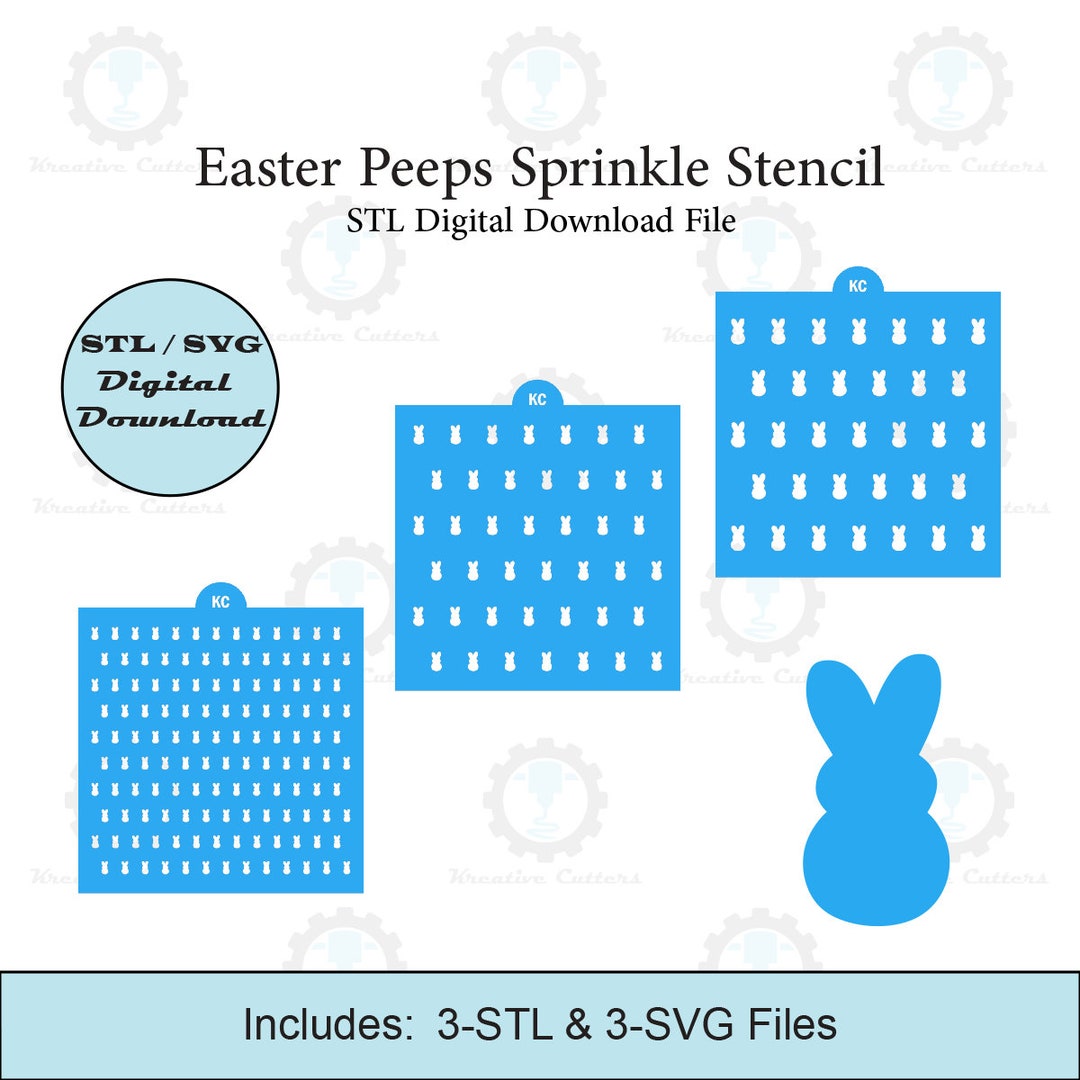 Easter Peeps Sprinkles Stencil Laser or 3D Printed, Decorating Stencils ...