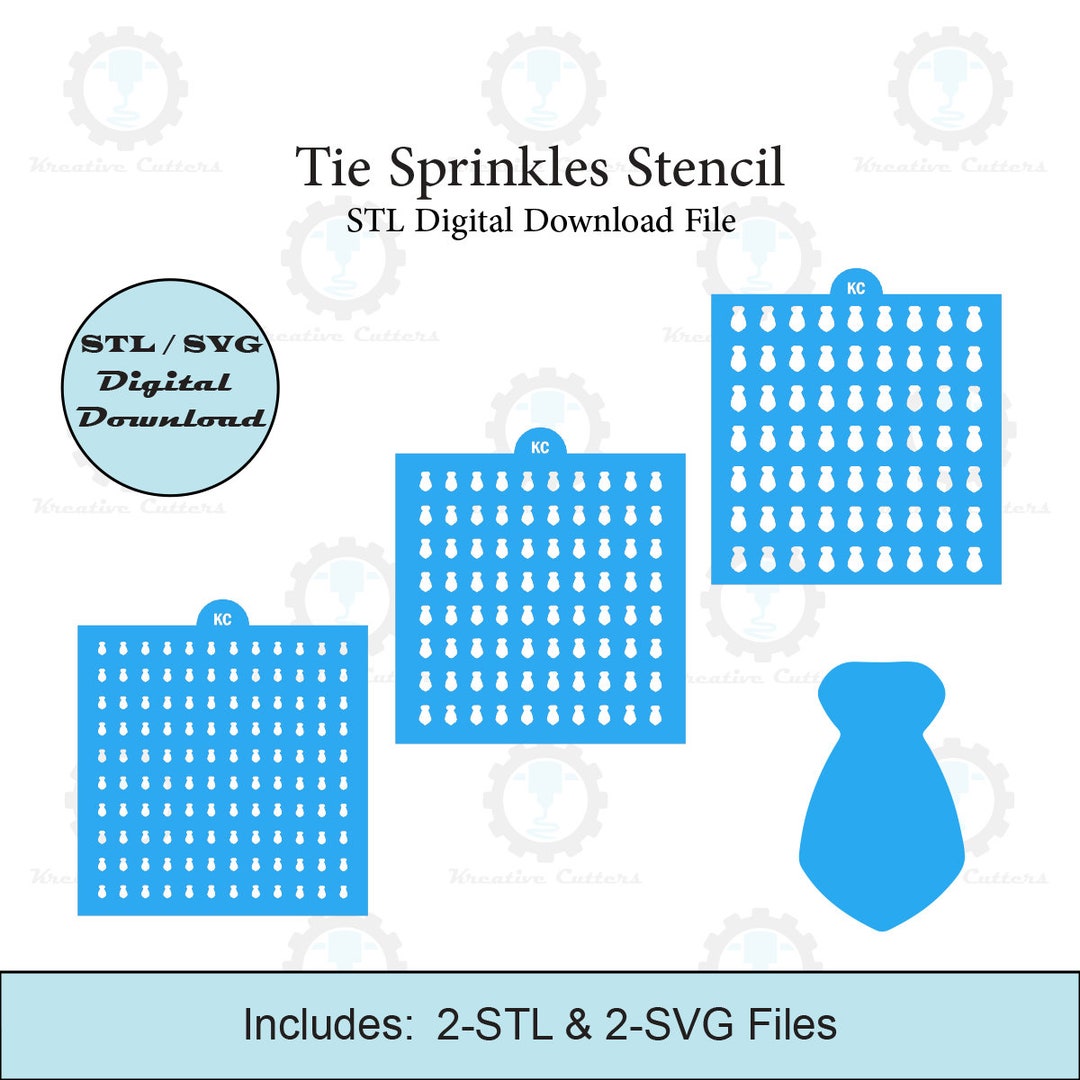 Tie Sprinkles Stencil Laser or 3D Printed, Decorating Stencils Digital ...