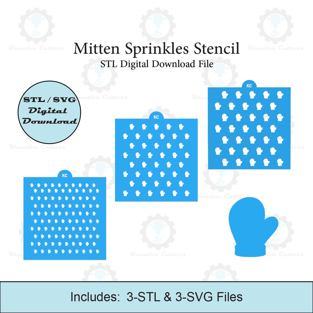 Mitten Sprinkles Stencil | Laser or 3D Printed, Decorating Stencils ...