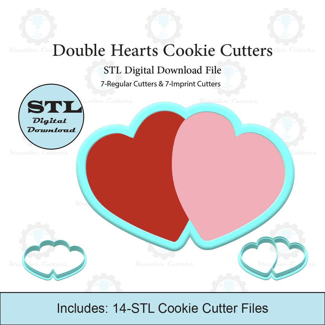 Double Hearts Cookie Cutters STL Files - Etsy