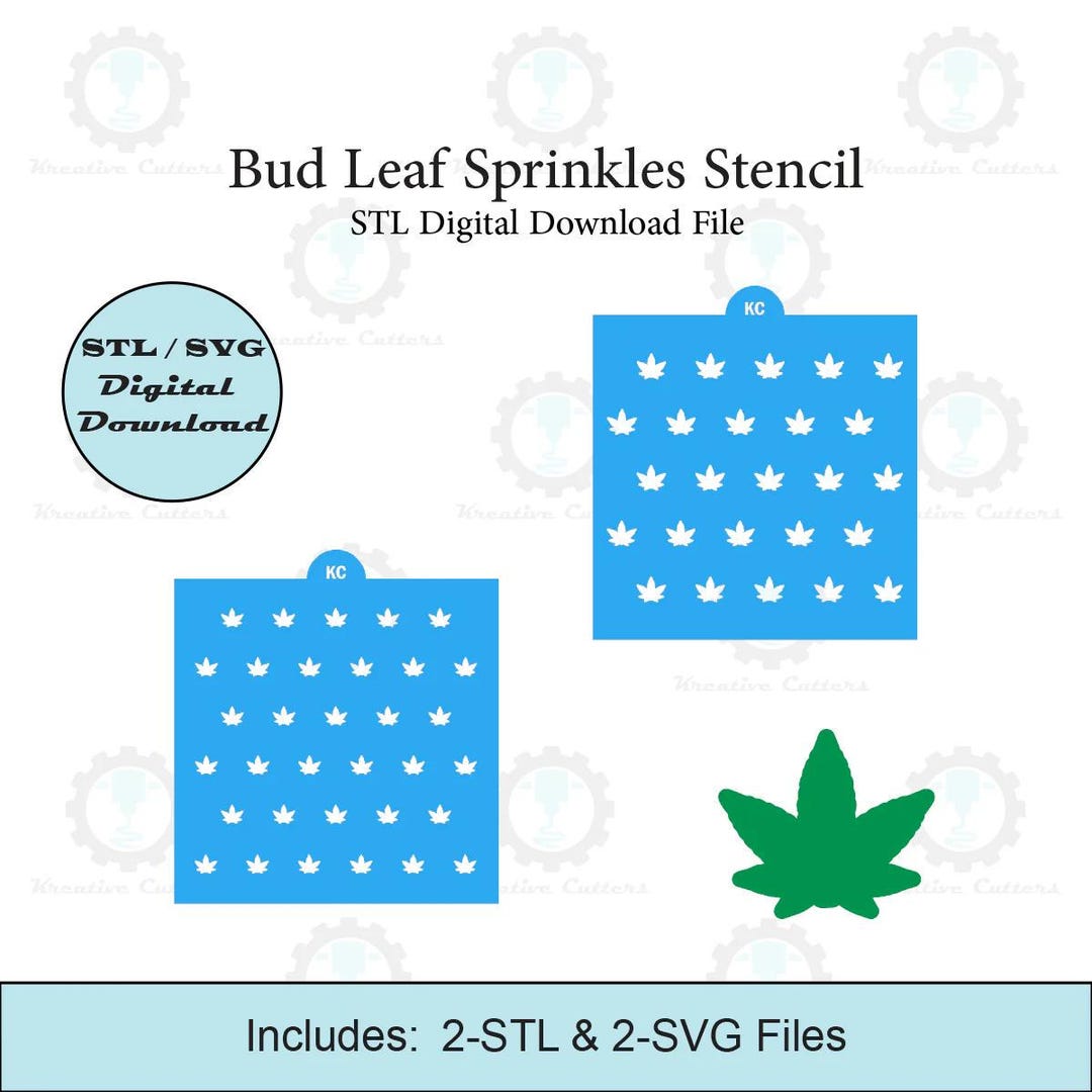 Bud Leaf Sprinkles Stencil | Laser or 3D Printed, Decorating Stencils ...