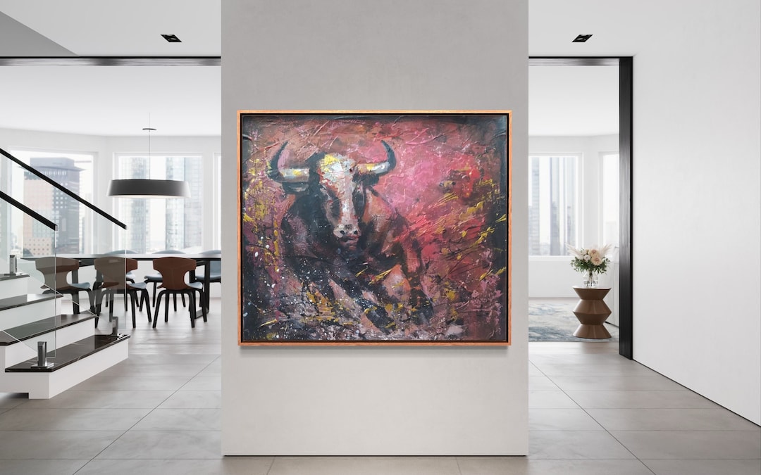 Stier Gemälde Acrylbild Kreatives Bild Rot Braun Sternzeichen Stier ...