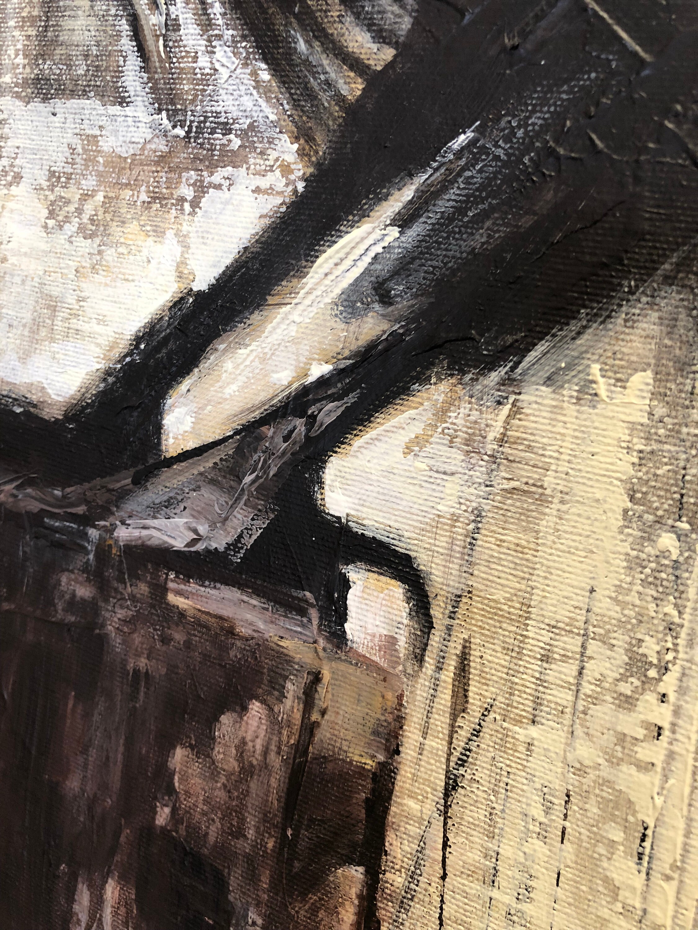 Black Raven Painting, Abstract Art With Birds, Black Raven Wall Decor ...
