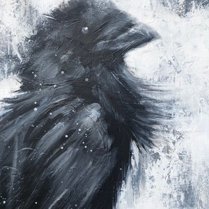 Abstract Painting, Raven on Canvas, Modern Painting, Textured Painting ...