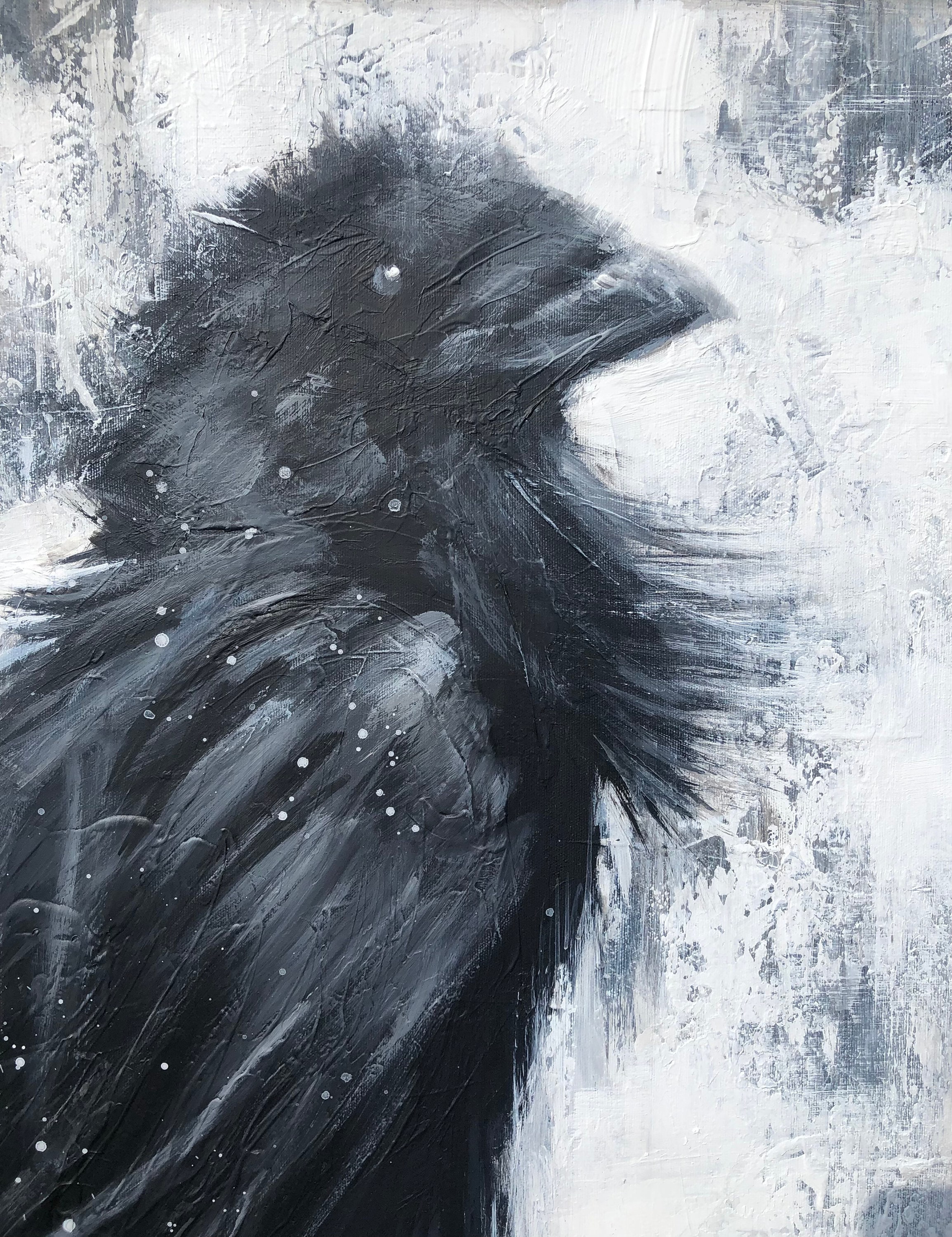 Abstract Painting Raven on Canvas Modern Painting Textured - Etsy