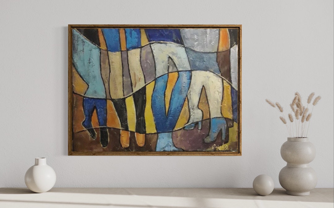 Figurative Art on Canvas, Colorful Painting of Feet, Abstract Painting ...