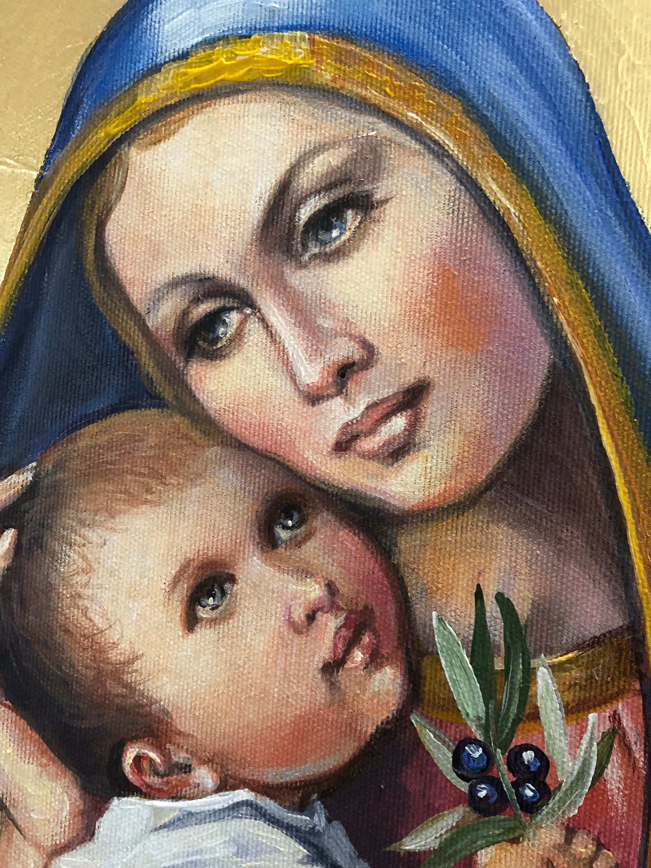 Divine Sacred Artwork,virgin Mary & Jesus Oil Painting on Canvas ...