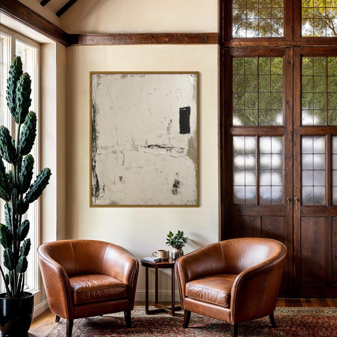 Beige Textured Abstract Painting Large Beige & Black Minimalist Wall ...