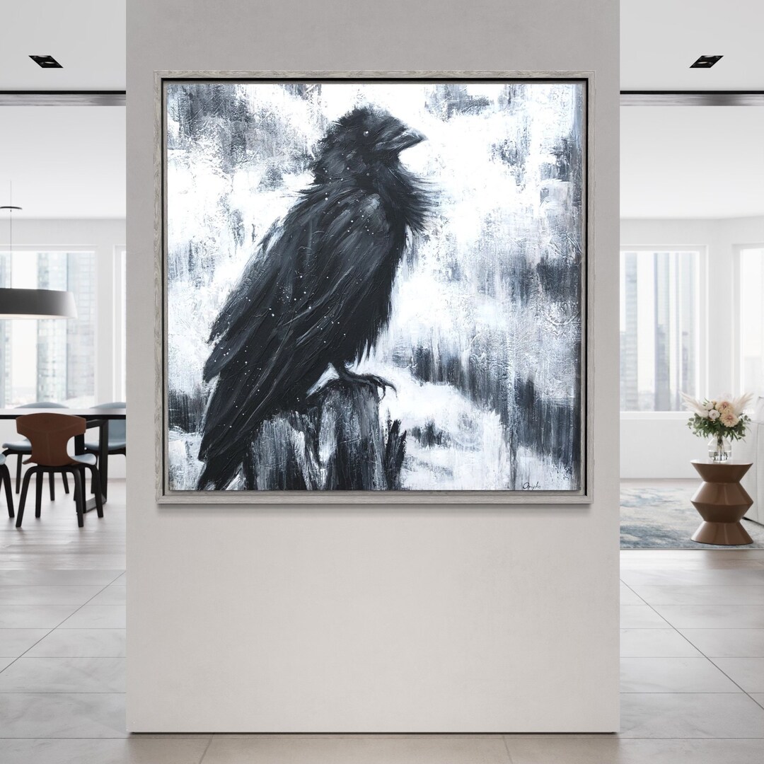 Abstract Painting, Raven on Canvas, Modern Painting, Textured Painting ...