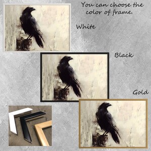 Black Raven Painting, Abstract Art With Birds, Black Raven Wall Decor ...