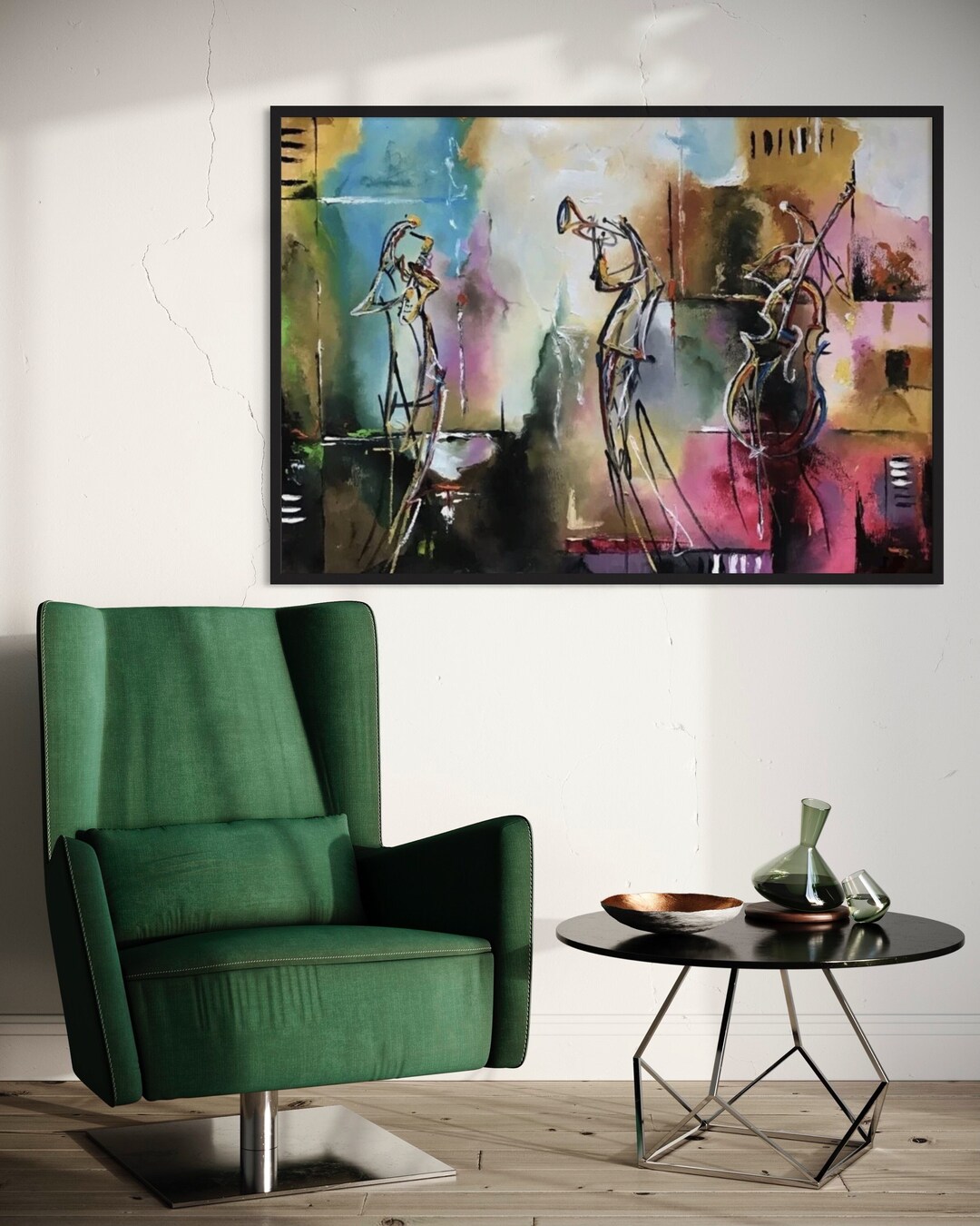 Figurative Abstract Art, Musical Instrument Art, Violin Saxophone ...