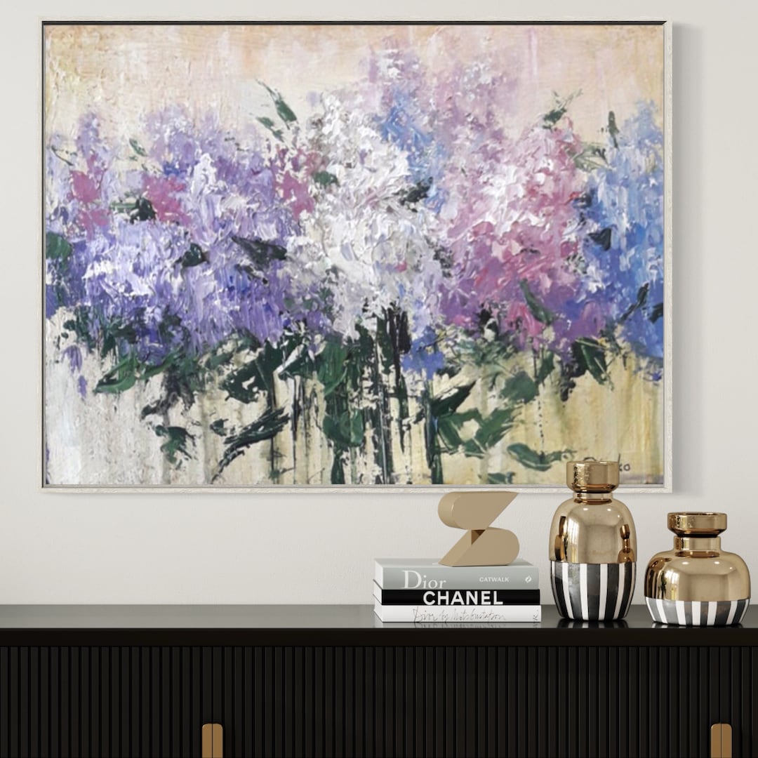 Hand Painted Lilacs Original Canvas, Abstract Painting Lilac, Flower ...