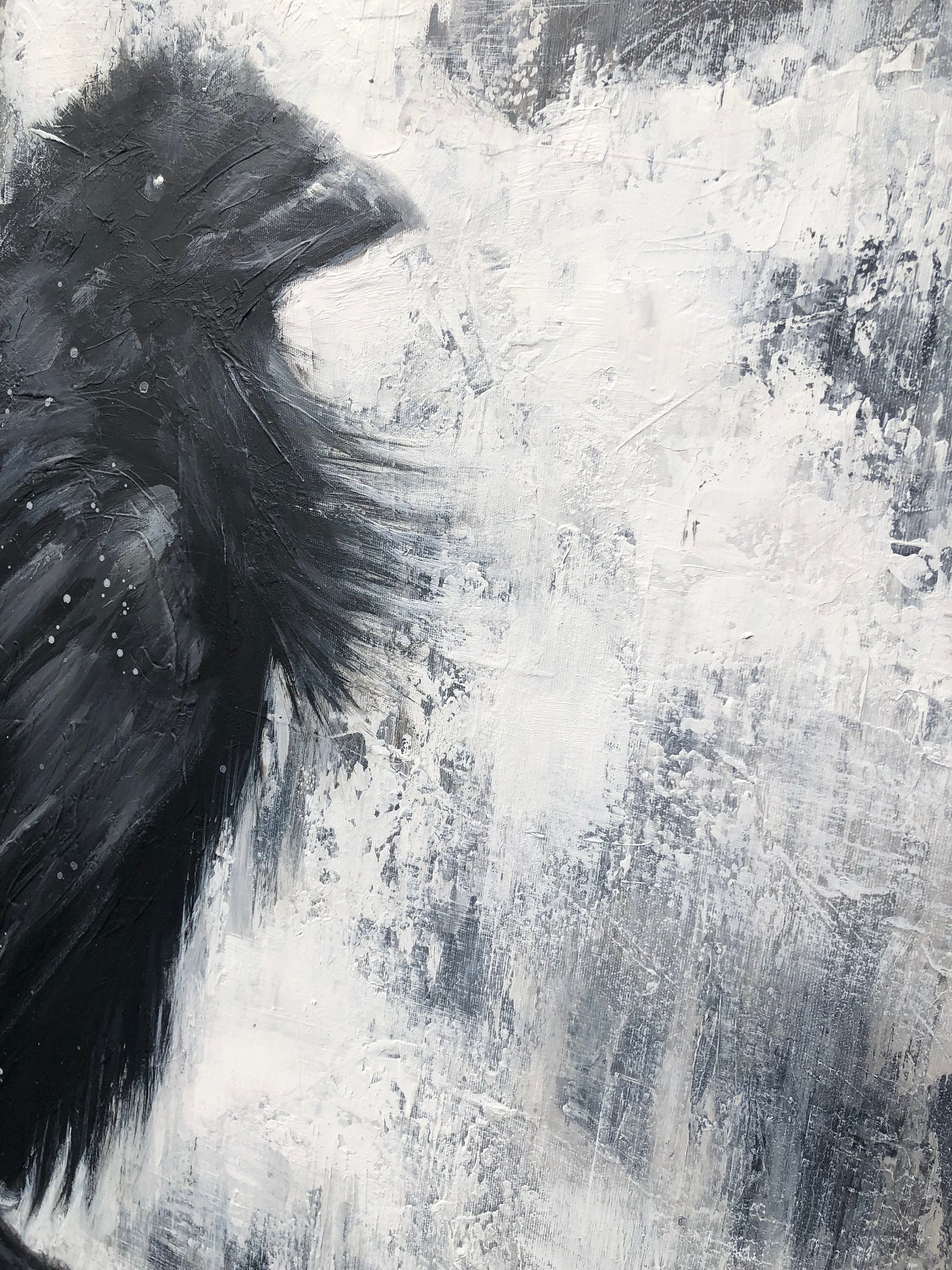 Abstract Painting Raven on Canvas Modern Painting Textured - Etsy
