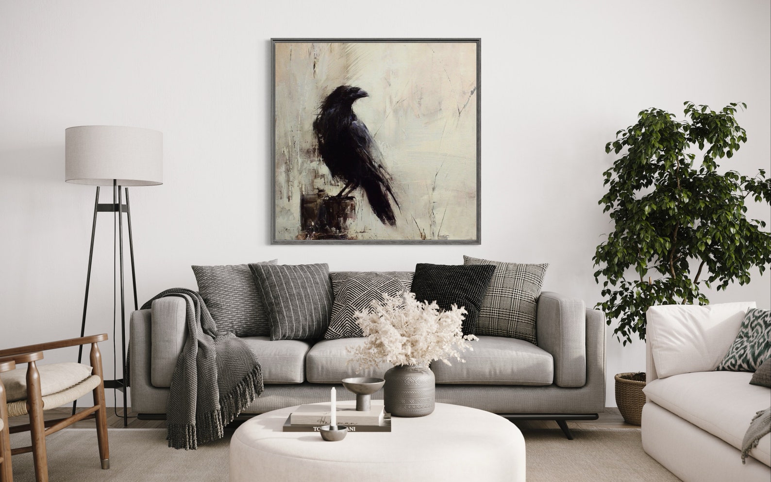 Black Raven Abstract Painting Bird Painting Handmade on - Etsy